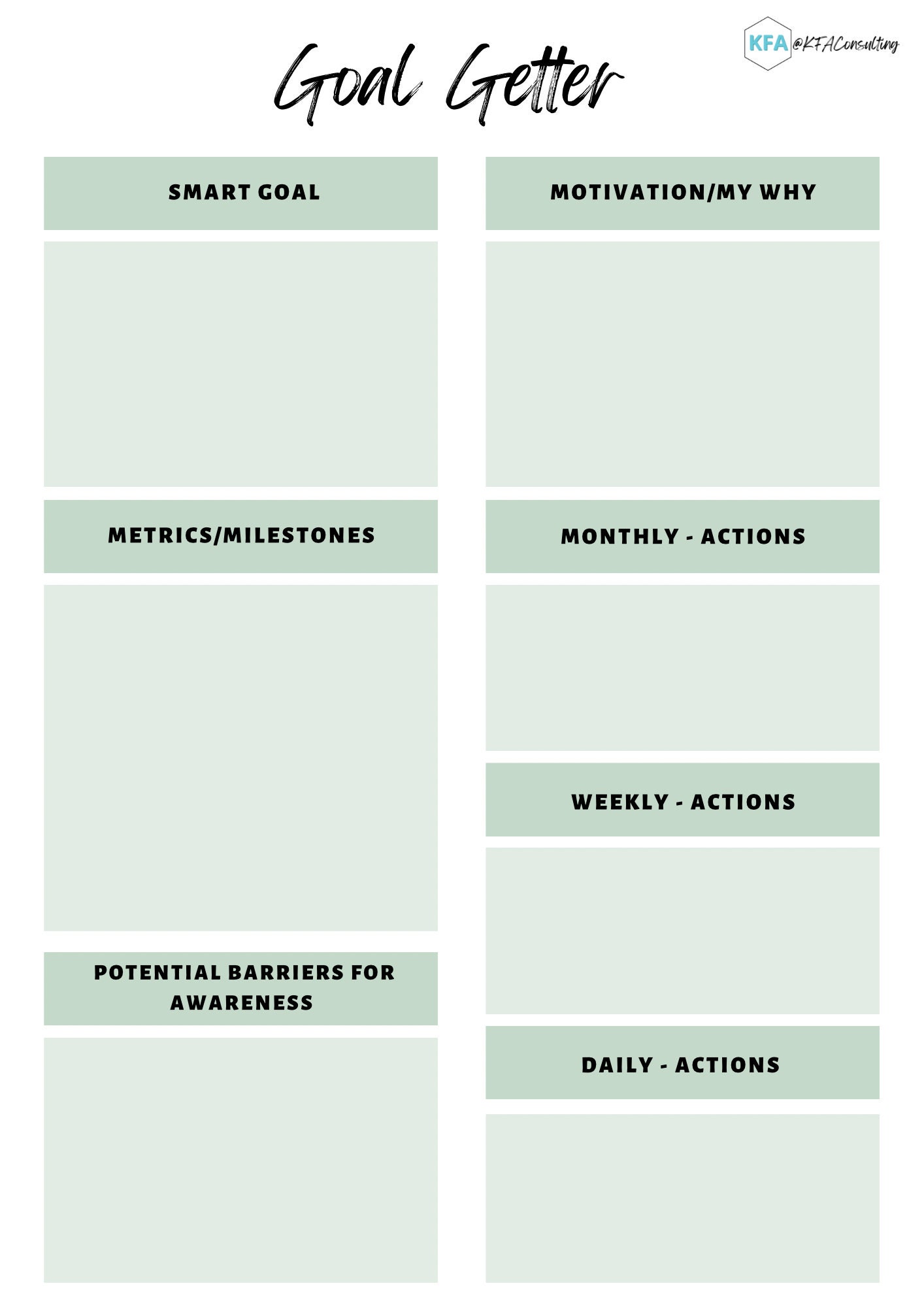 Smart Goal Worksheet, Onenote and Goodnotes Digital Planner_green Goal ...