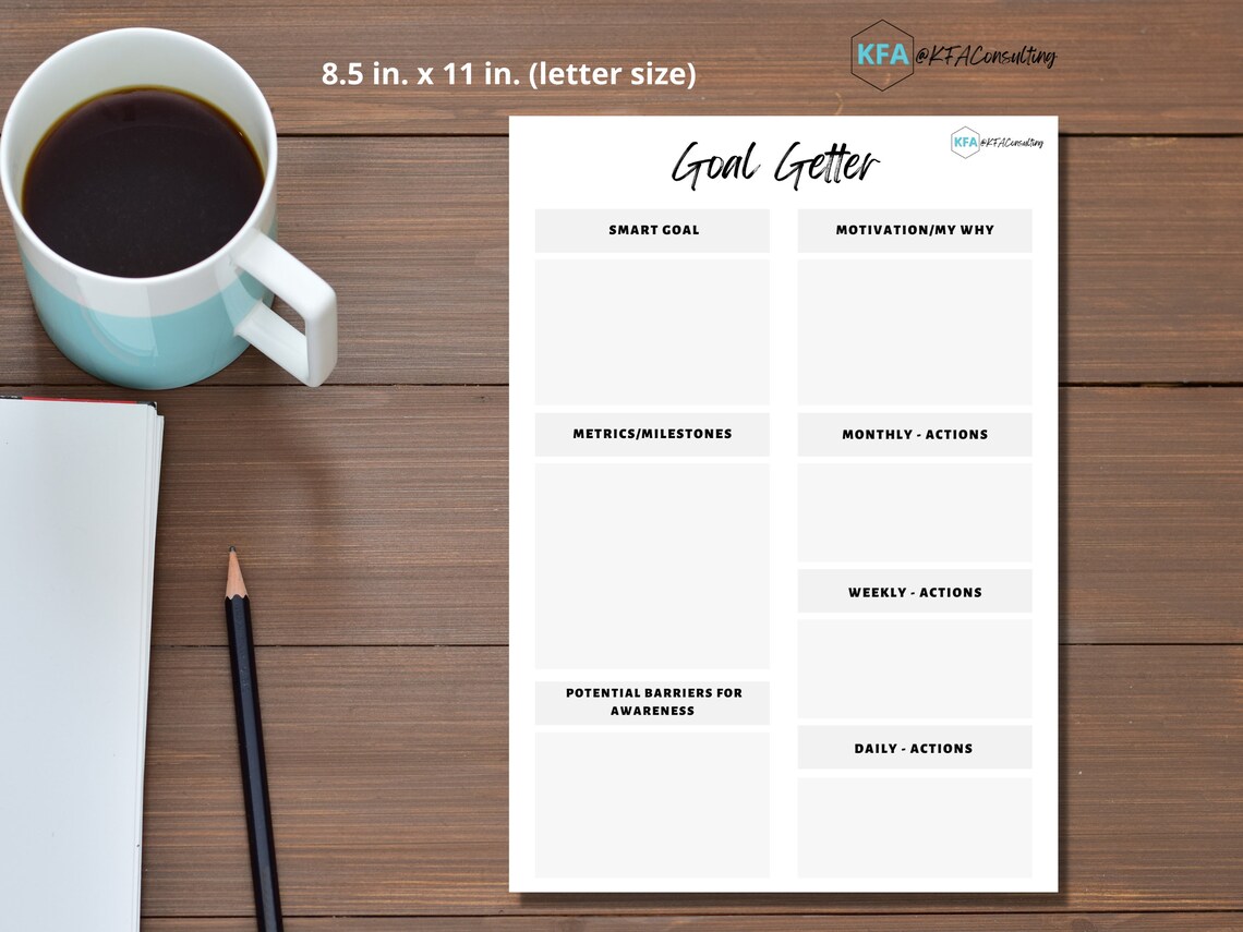 Smart Goal Worksheet, Onenote and Goodnotes Digital Planner_black and ...