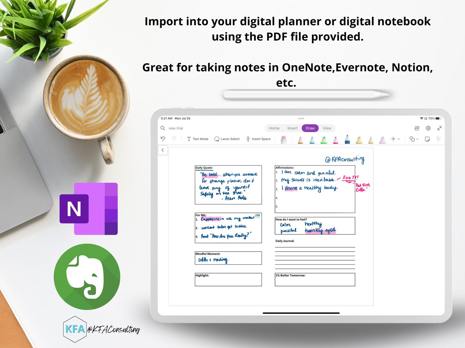Onenote Daily Planner Template - Etsy