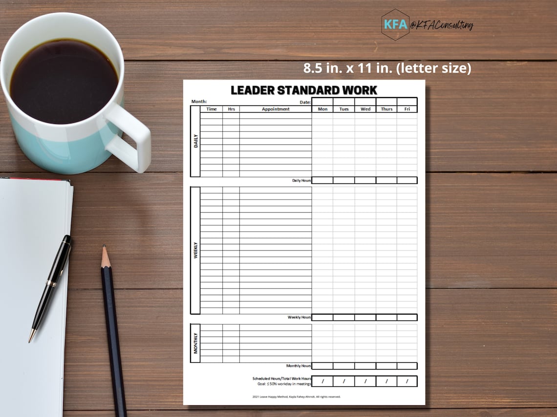 Leader Standard Work Template for Daily, Weekly, Monthly Meetings and ...