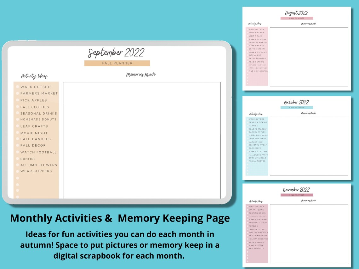 Onenote Fall Digital Planner Daily, Weekly, Monthly Templates Sunday ...
