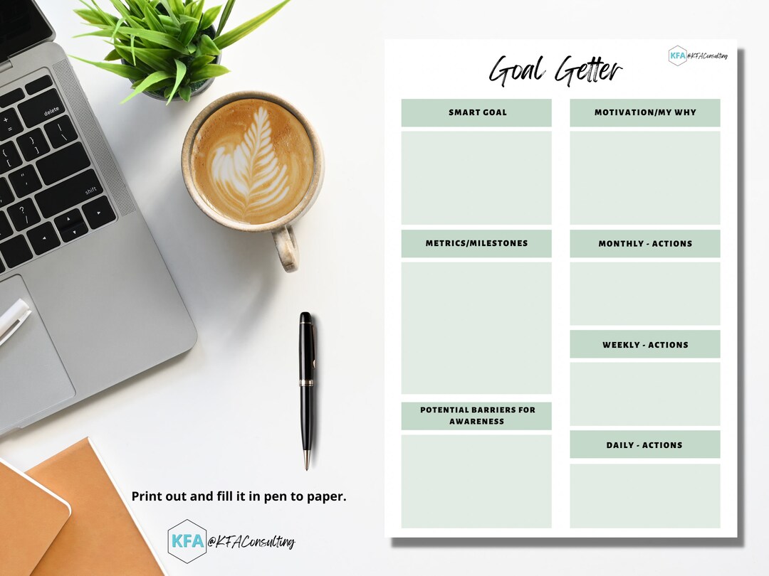 Smart Goal Worksheet, Onenote and Goodnotes Digital Planner_green Goal ...