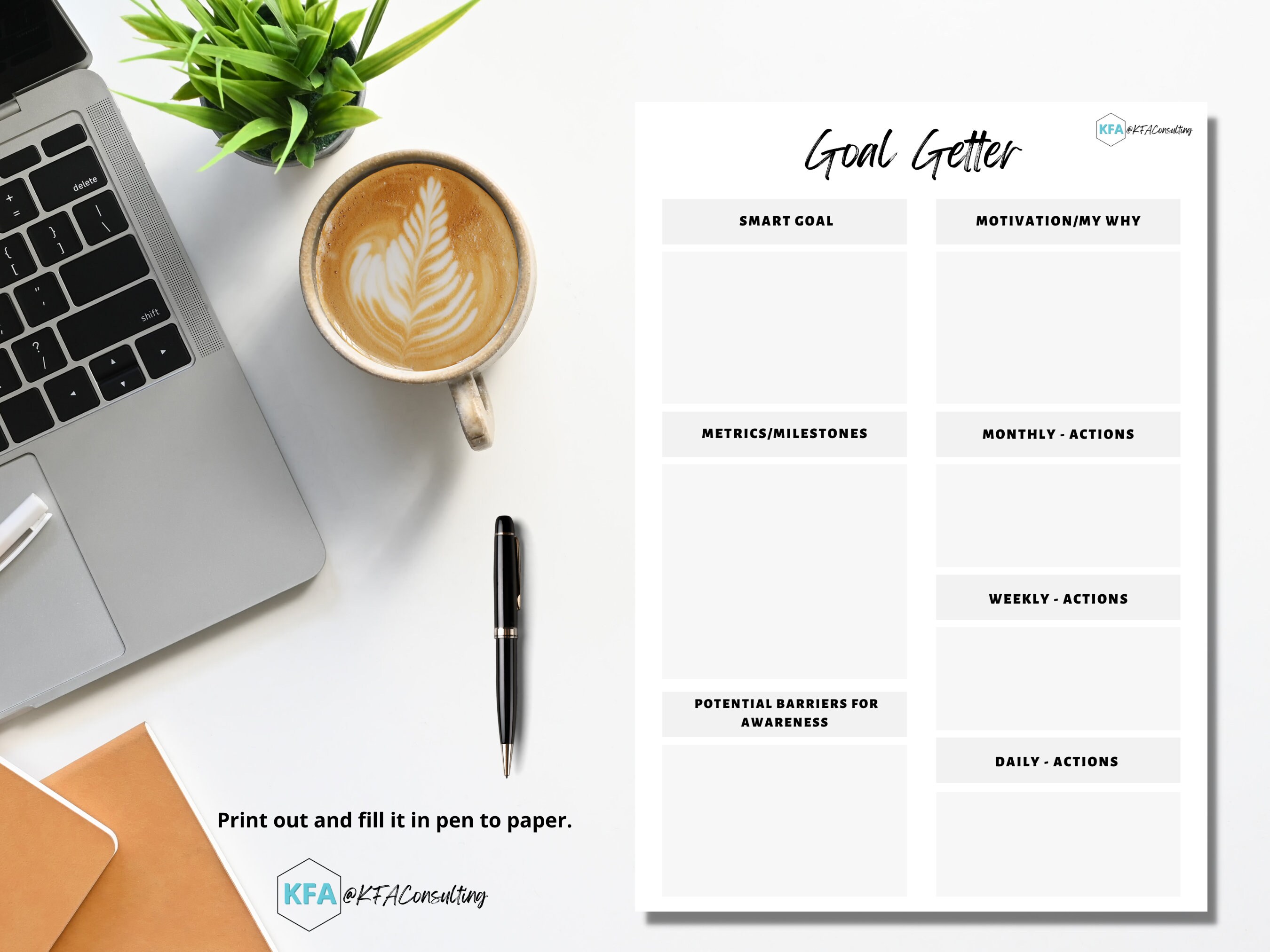 Smart Goal Worksheet, Onenote and Goodnotes Digital Planner_black and ...