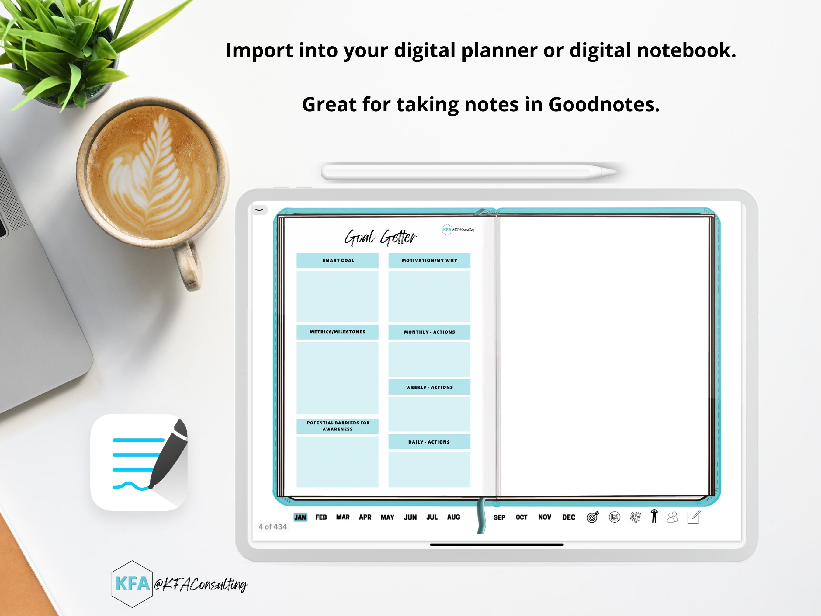 Smart Goal Worksheet, Onenote and Goodnotes Digital Planner, SMART ...
