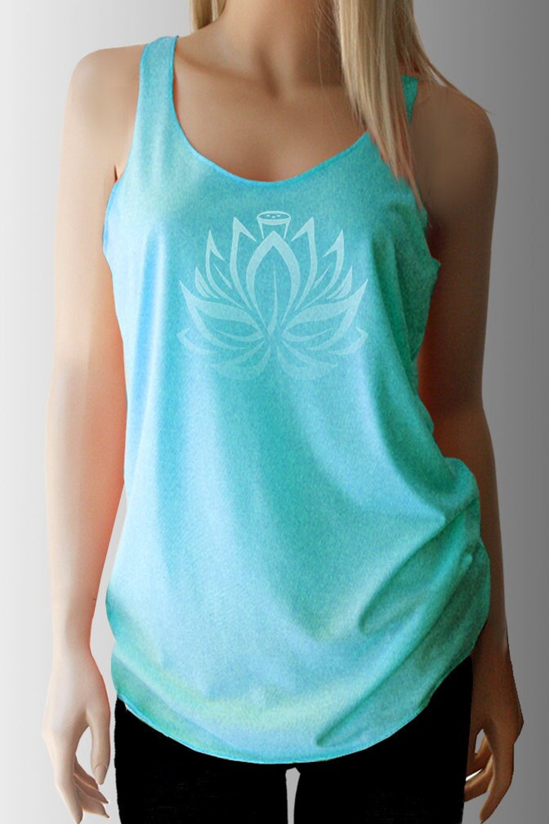 Blue Lotus Yoga Tank. Yoga Shirt. Yoga Top. Yoga Clothing. Lotus Shirt ...