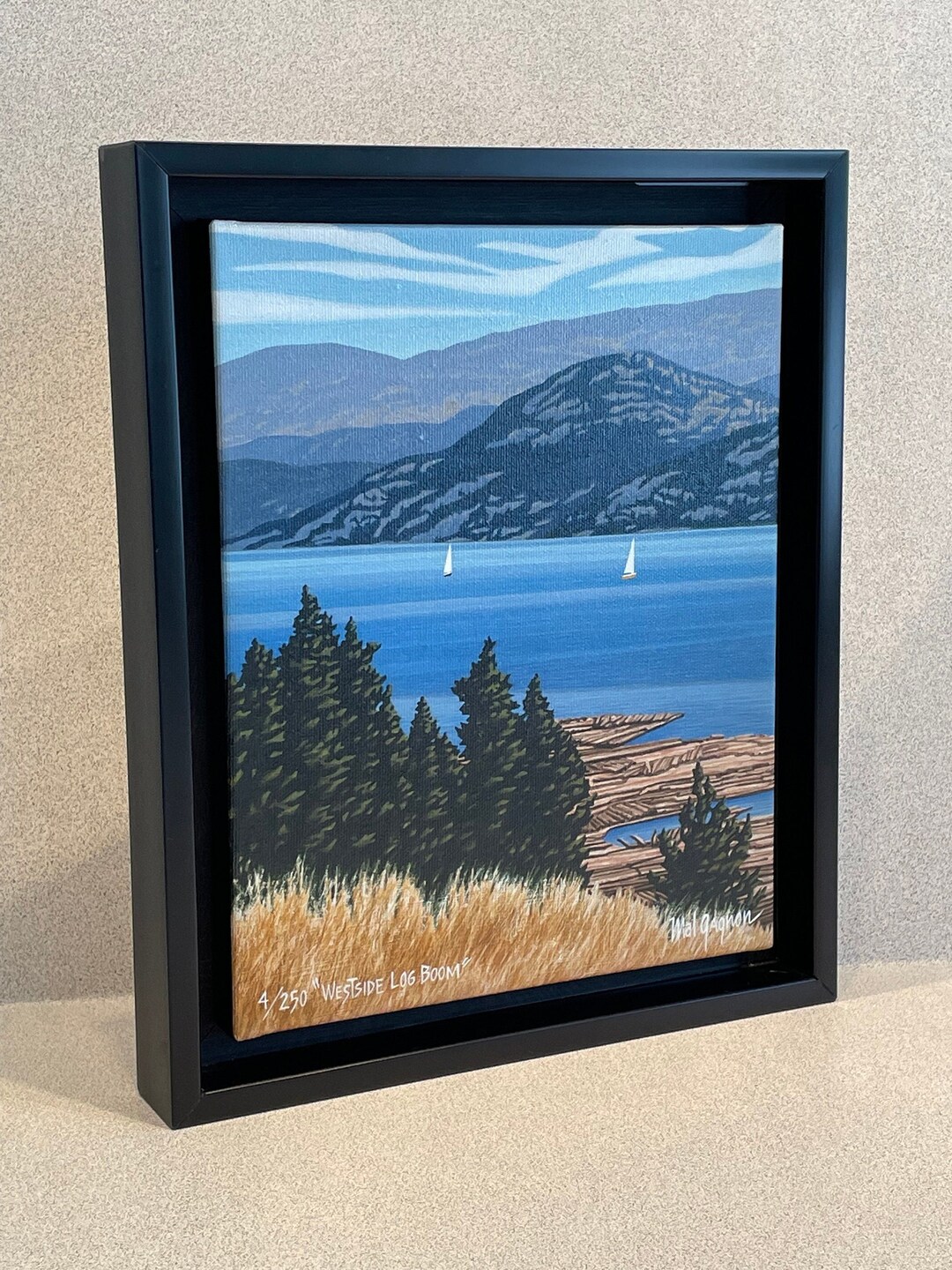 Framed Canvas Giclee Print westside Log Boom in Floater Frame by Artist ...