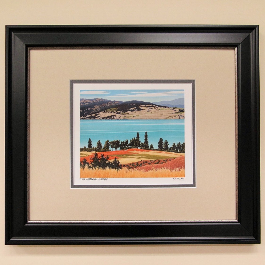FRAMED Okanagan Artcard Print kal Lake From Cosens - Etsy Canada