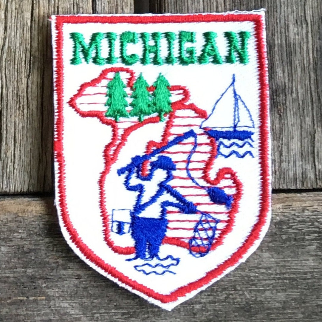 Michigan Fishing Vintage Souvenir Travel Patch by Voyager - Etsy