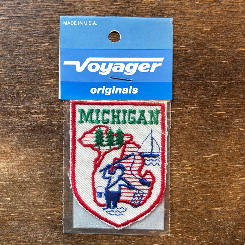 Michigan Fishing Vintage Souvenir Travel Patch by Voyager - Etsy