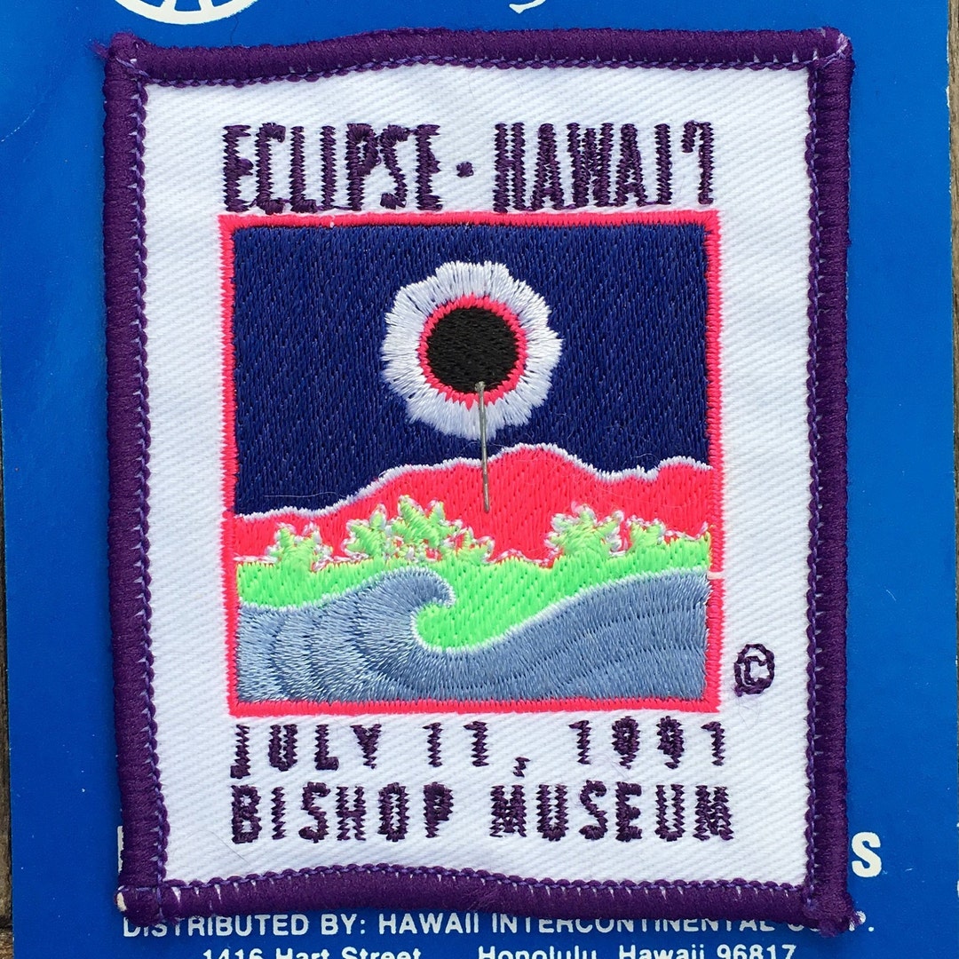 Vintage Hawaiian Eclipse Patch: 1991 Bishop Museum Souvenir - Etsy