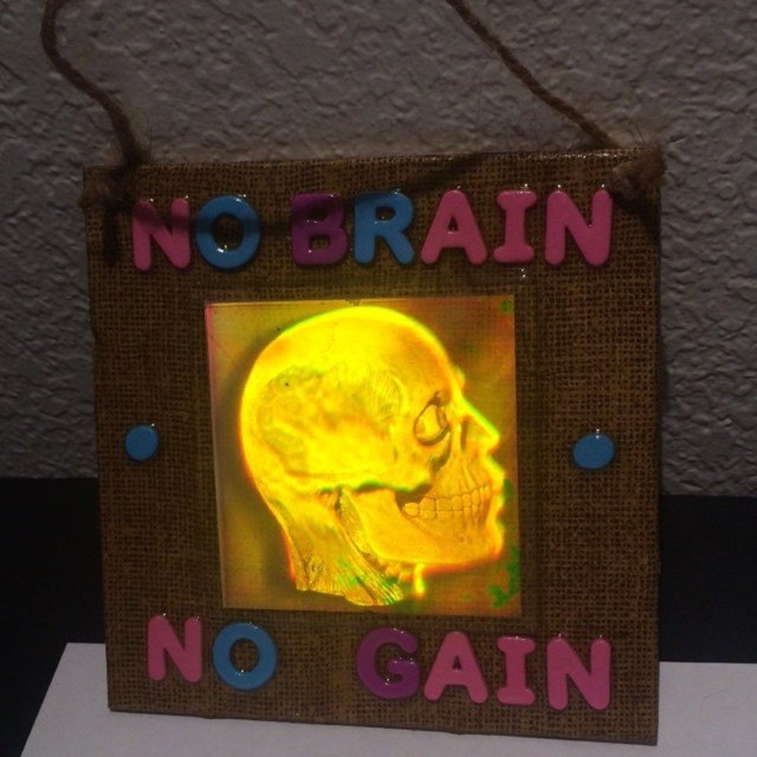 No Brain No Gain 3D Collage With Brain Hologram - Etsy