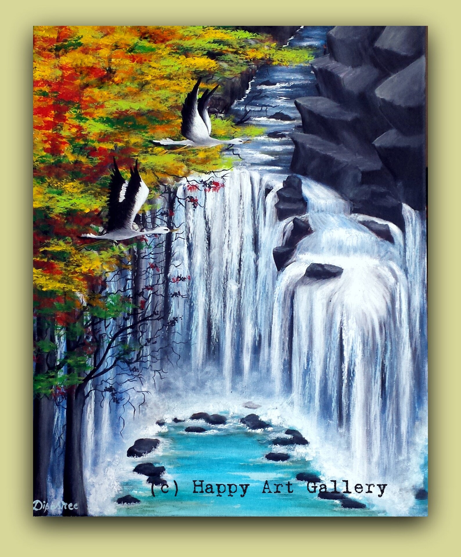 Cascades Landscape Painting Waterfall Nature Painting Living - Etsy