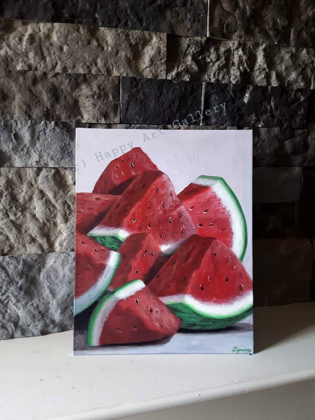 Watermelon Wall Art Fruit Painting Original Kitchen Wall Art Small ...