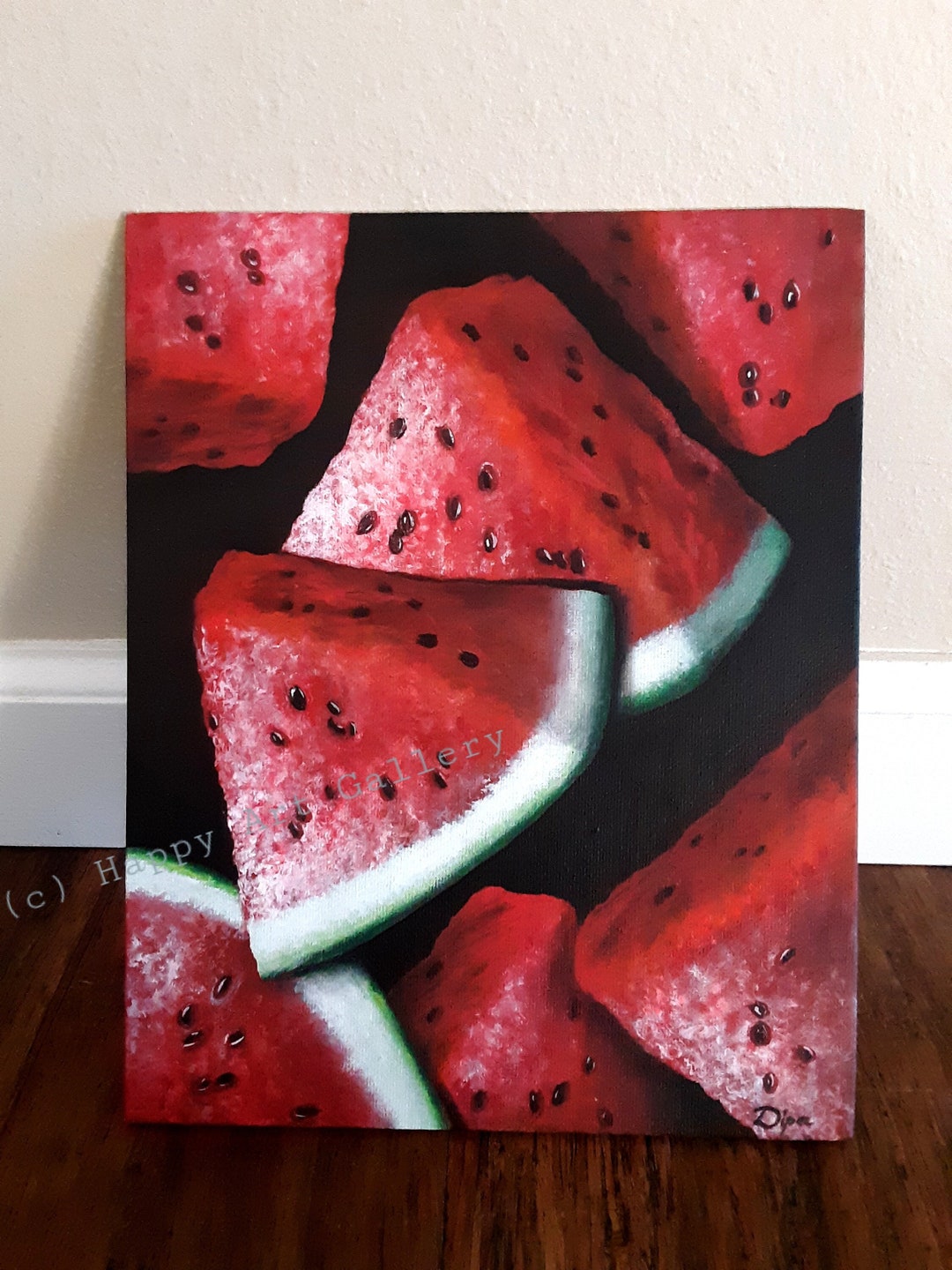 Watermelon Slices Painting – Realistic Acrylic Fruit Art, 10x8 - Etsy
