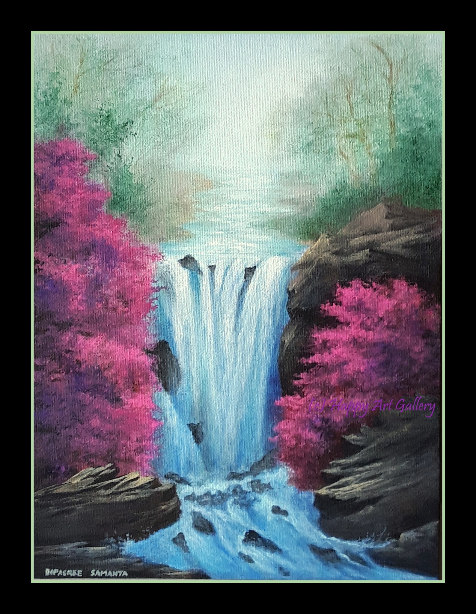Waterfall Painting Canvas Original Artwork Waterfall Wall Art - Etsy