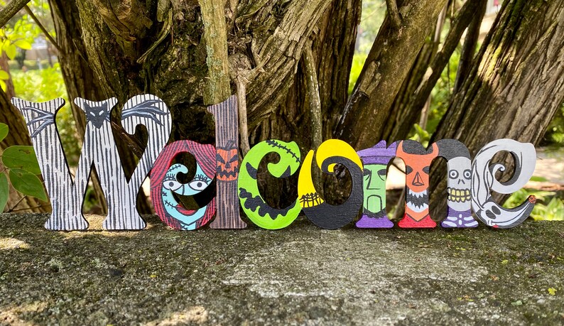 Nightmare Before Christmas Inspired Wooden Welcome Sign | Etsy