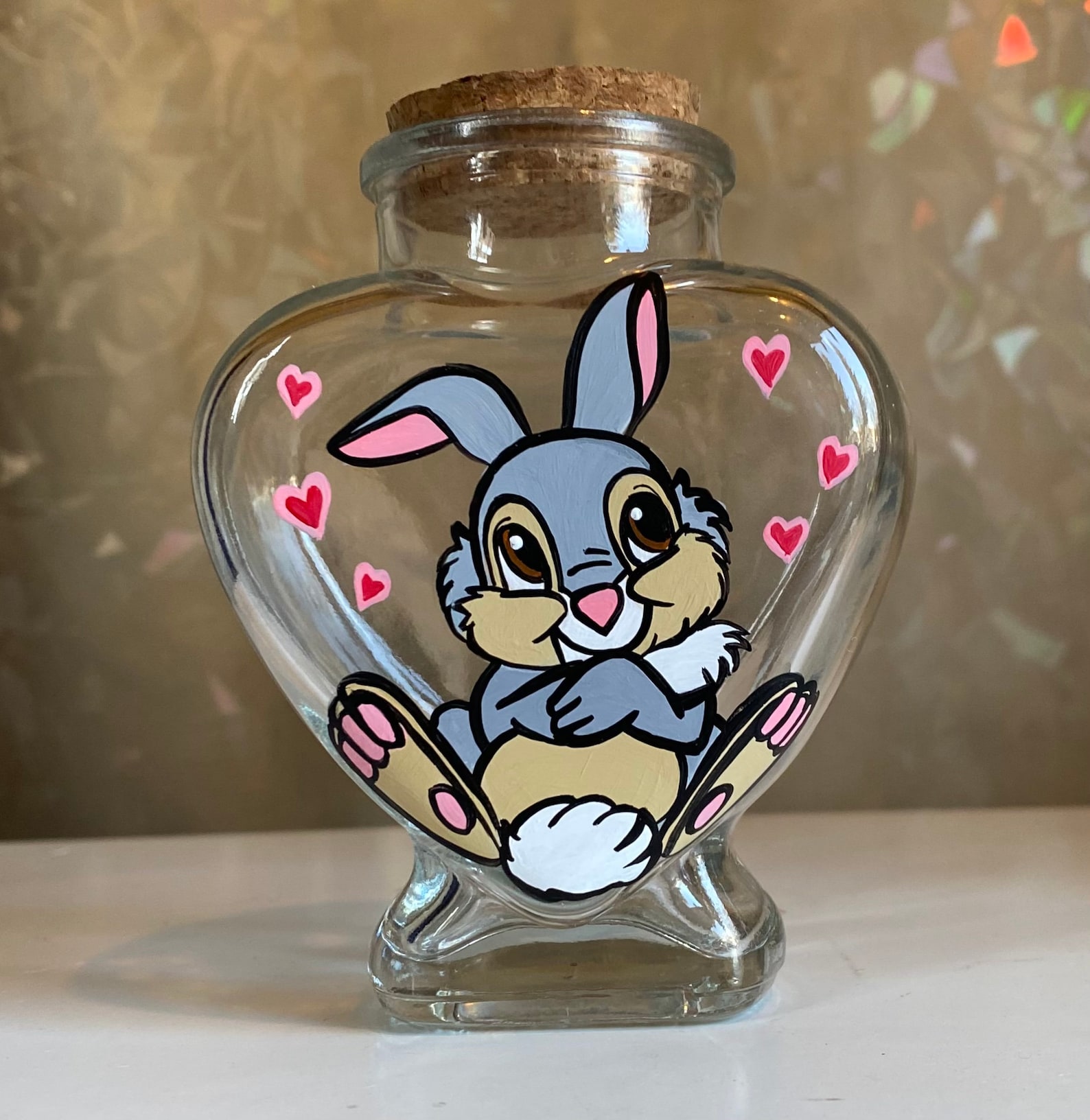 Bambi Thumper Inspired Glass Fillable Heart Jar - Etsy