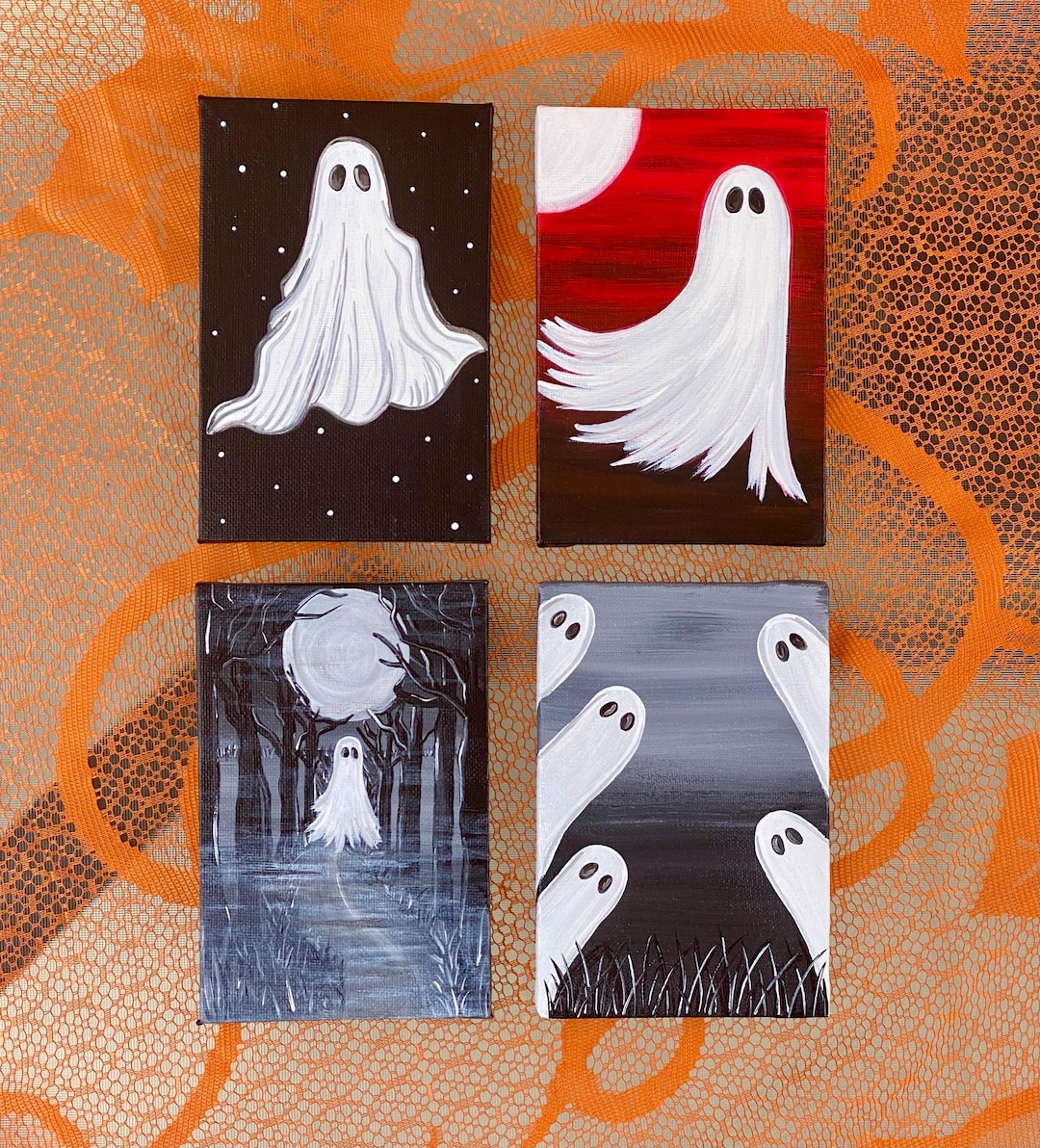 Spooky Ghost Paintings Bundle - Etsy
