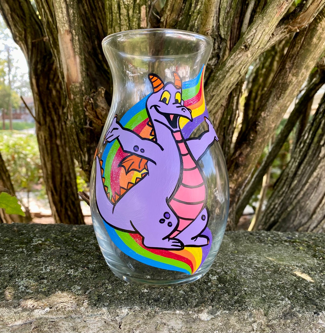 Figment Dragon Inspired Hand Painted Glass Vase - Etsy