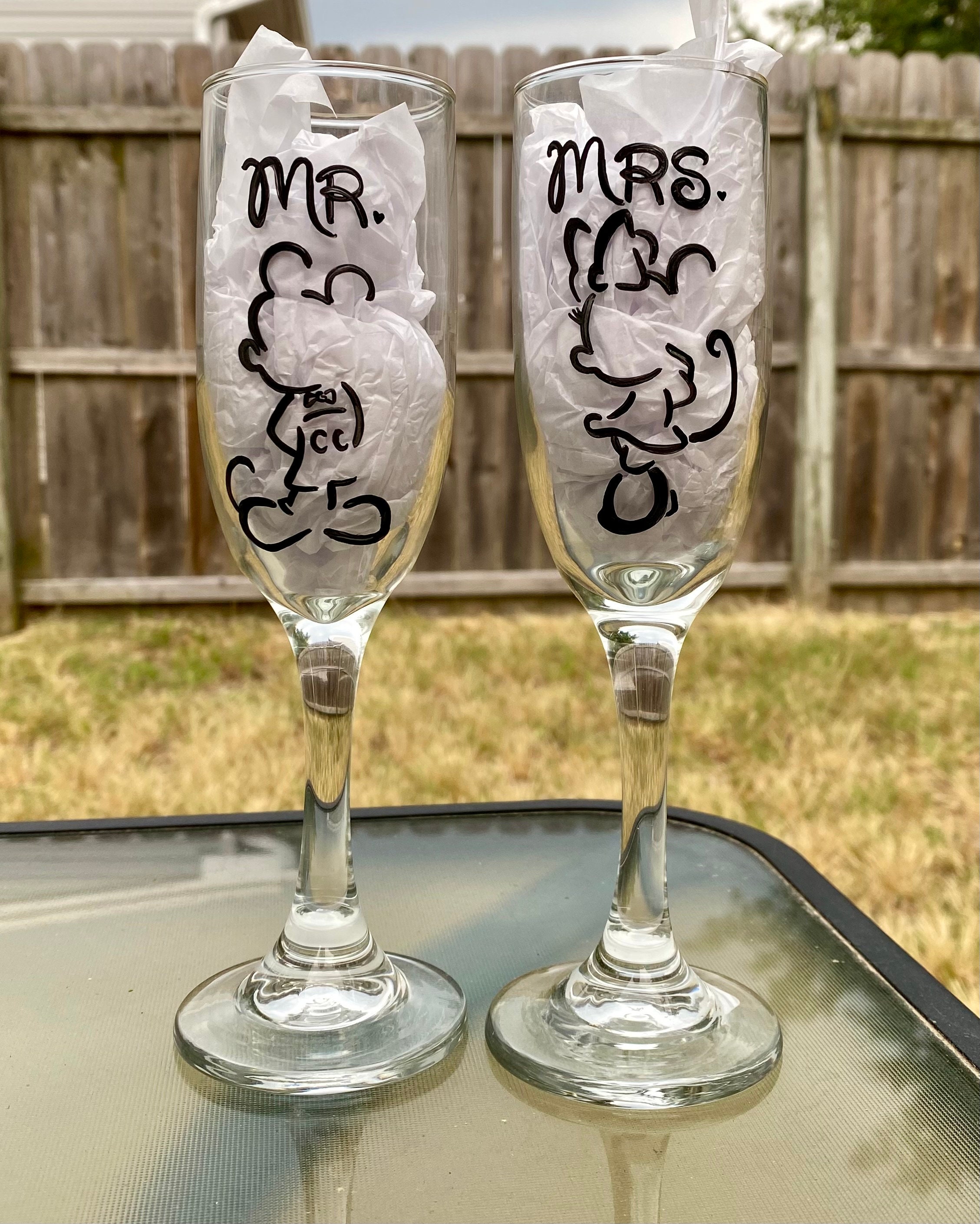 Mickey and Minnie Inspired Wedding Champagne Flute Set - Etsy