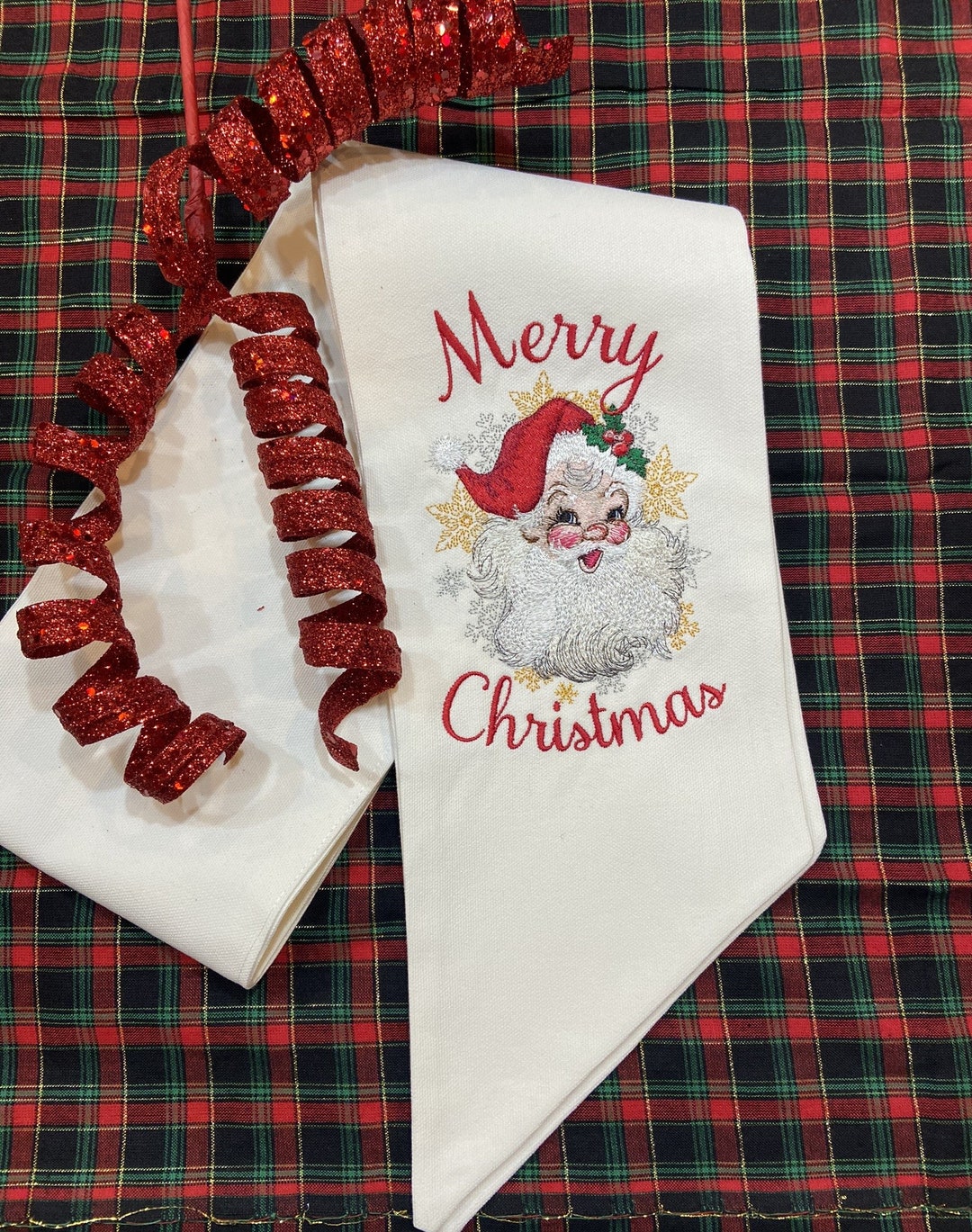 Vintage Santa Wreath Sash - Etsy