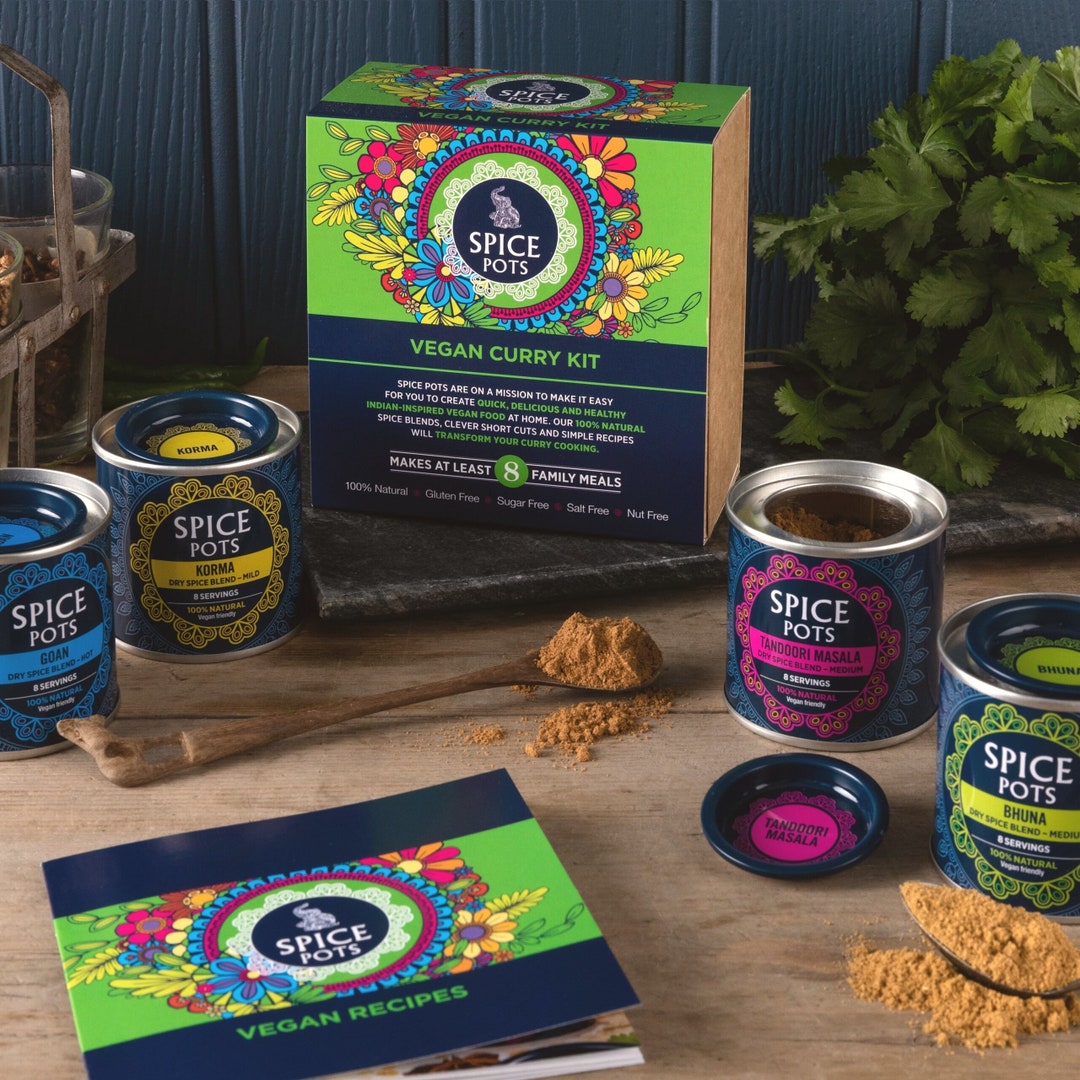 Vegan Curry Spice Kit Gift Set | 4 Authentic Spice Blends + Recipe Book ...