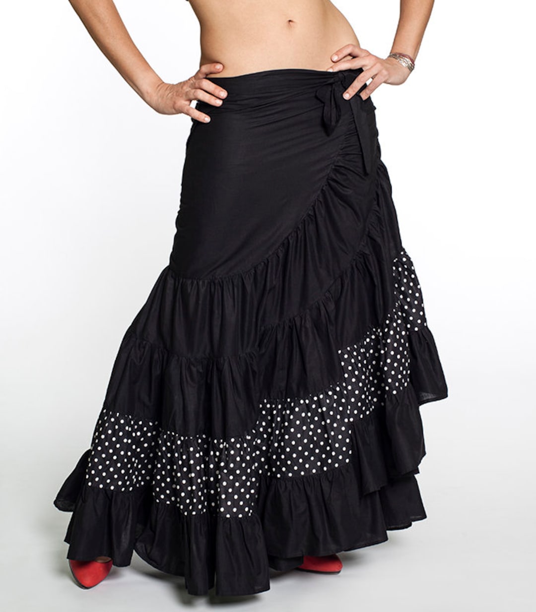 Flamenco Wrap Skirt, Long Ruffle Maxi Skirt, Natural Cotton. Wrap ...