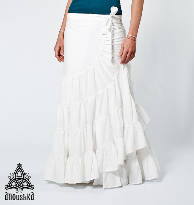 Flamenco Wrap Skirt Long Ruffle Maxi Skirt Natural Cotton. - Etsy