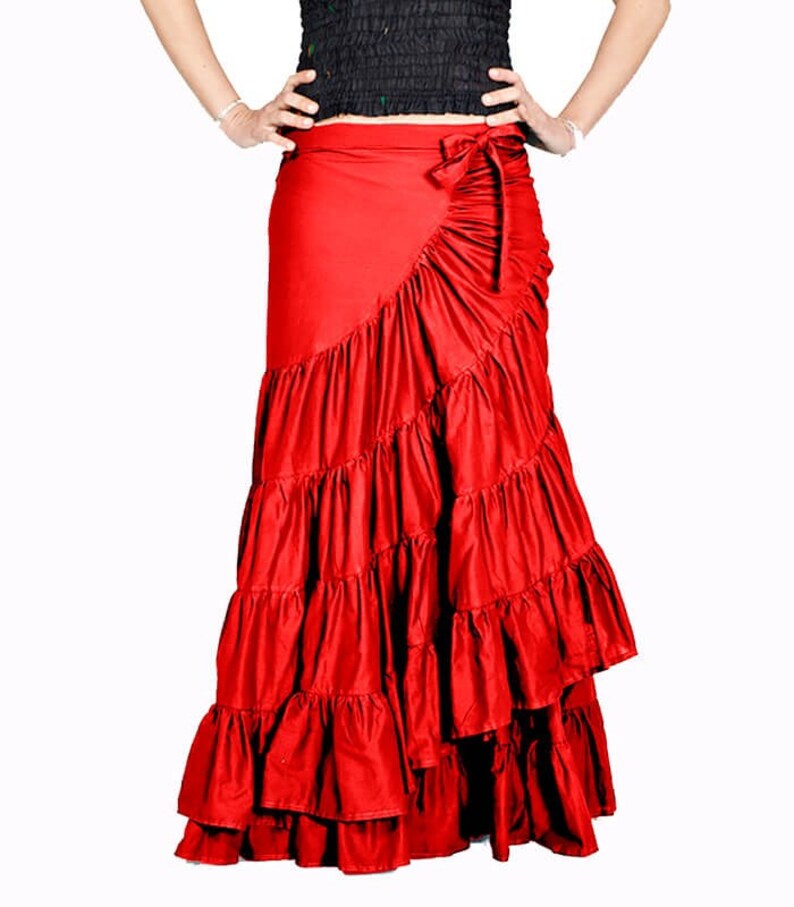 Flamenco Wrap Skirt Long Ruffle Maxi Skirt Natural Cotton. - Etsy