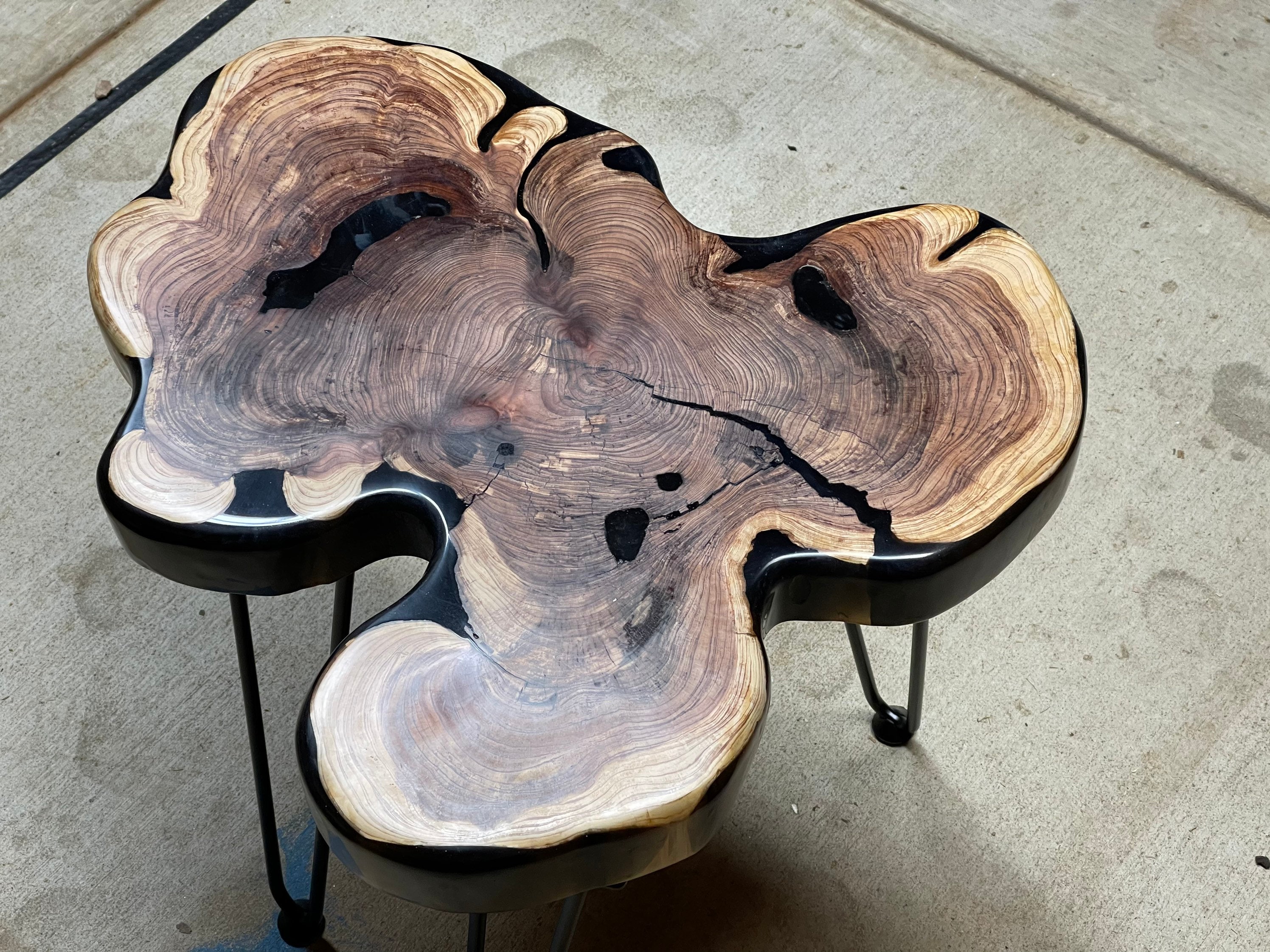 Live Edge Epoxy Cedar End Table Black Metallic Fleck - Etsy