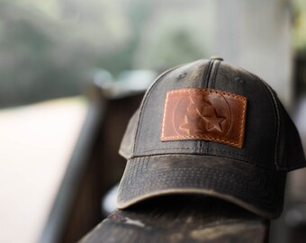 Leather patch hat | Etsy