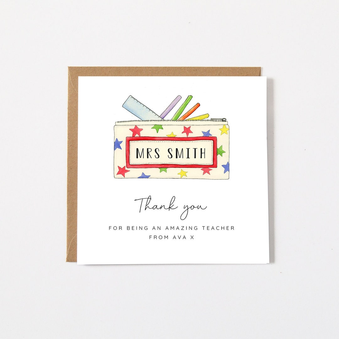 Personalised Teacher Thank You Cards - Teacher Card - Tutor Card ...