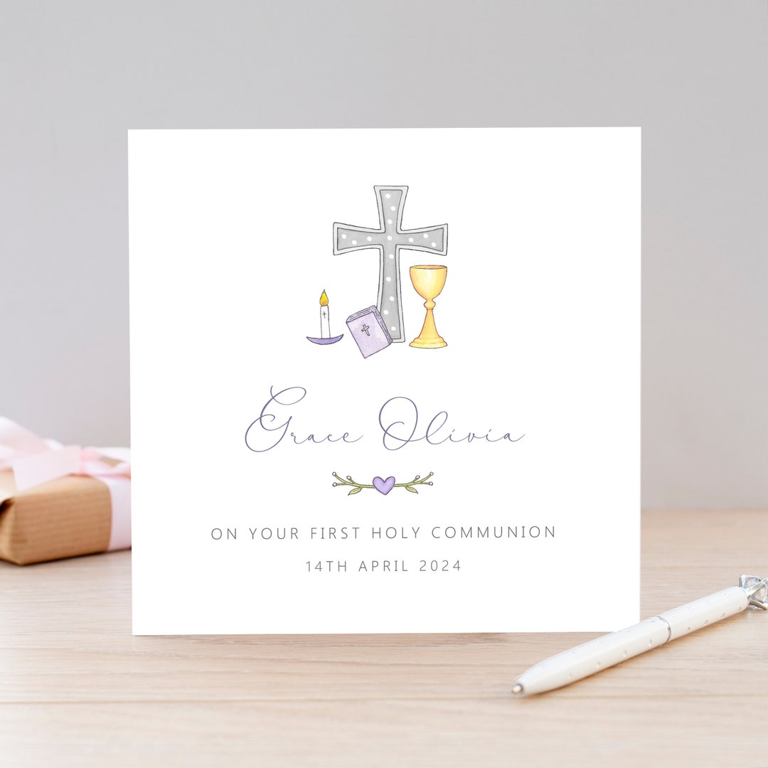 Personalised First Holy Communion Card Girls Holy Communion Card on ...