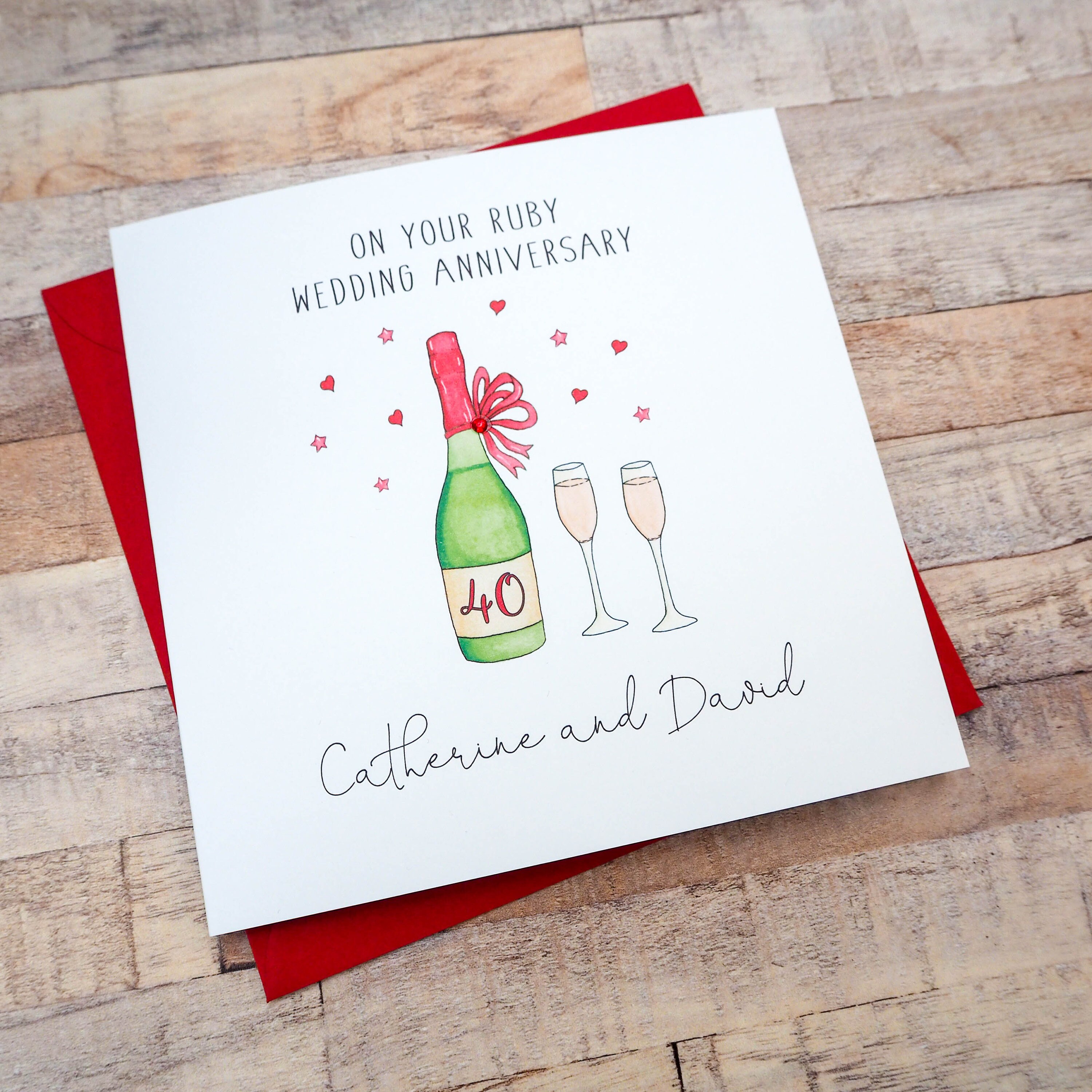 Personalised Ruby Wedding Anniversary Card for A 40th Anniversary, Mum ...