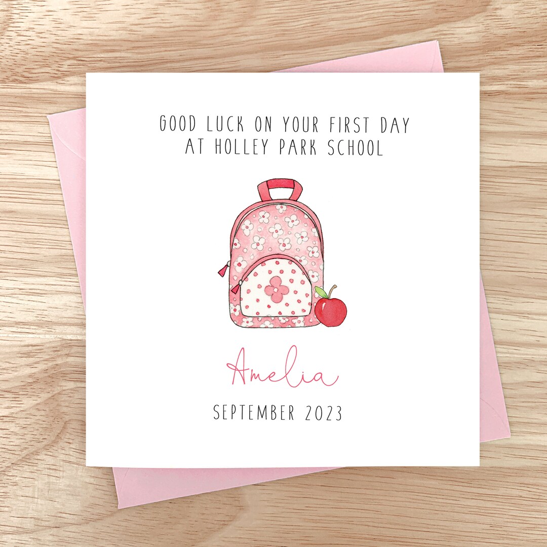 Personalised First Day at School Card - 1st Day at School Card - Girls ...