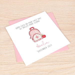 Personalised First Day at School Card - 1st Day at School Card - Girls ...