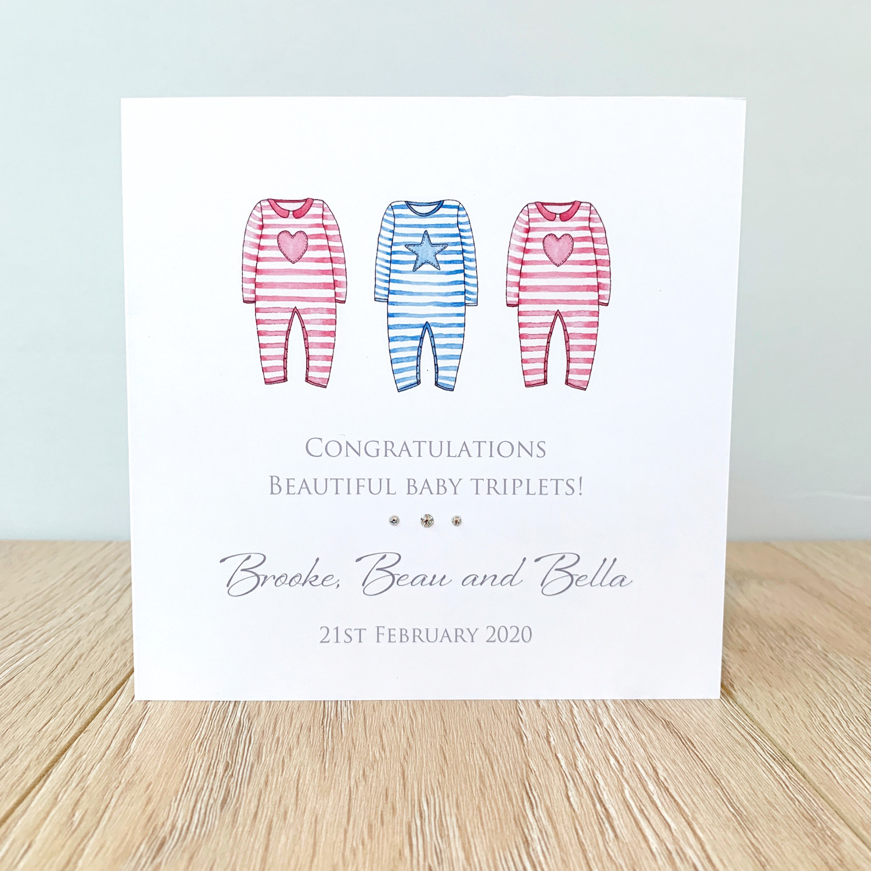 Personalised New Baby Triplets Card Personalised Baby - Etsy UK