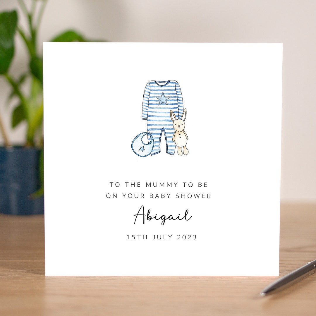 Personalised Baby Shower Card - Blue - Etsy