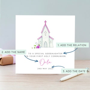 Personalised First Holy Communion Card Girls Holy Communion Card on ...