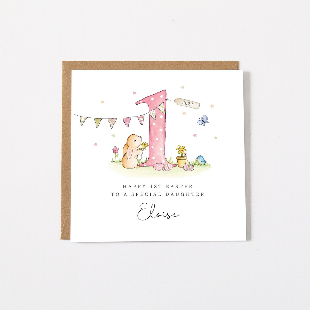 Personalised 1st Easter Card for A Girl Granddaughter Daughter Niece ...