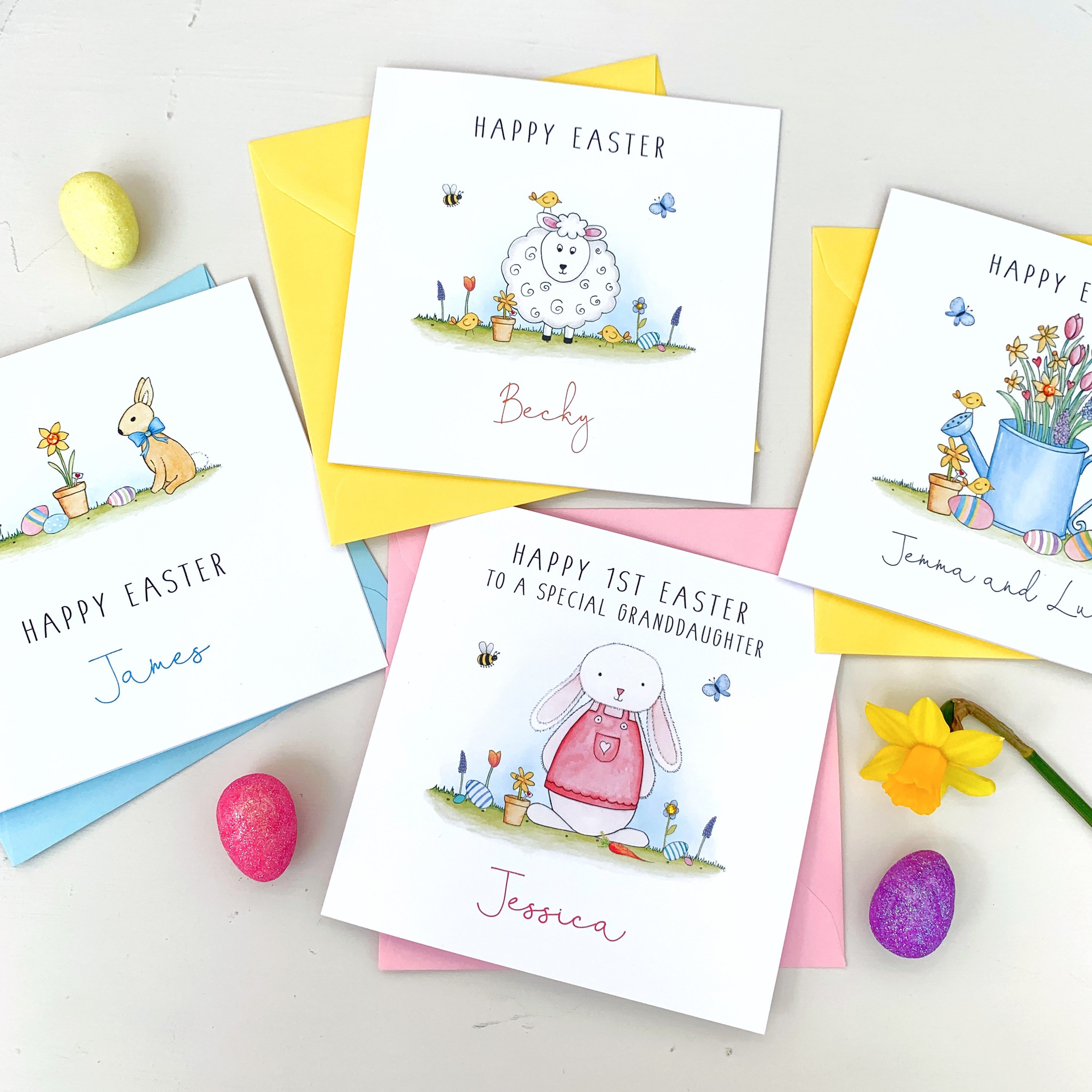 Personalised Easter Card Easter Chic Card Girls Easter - Etsy UK