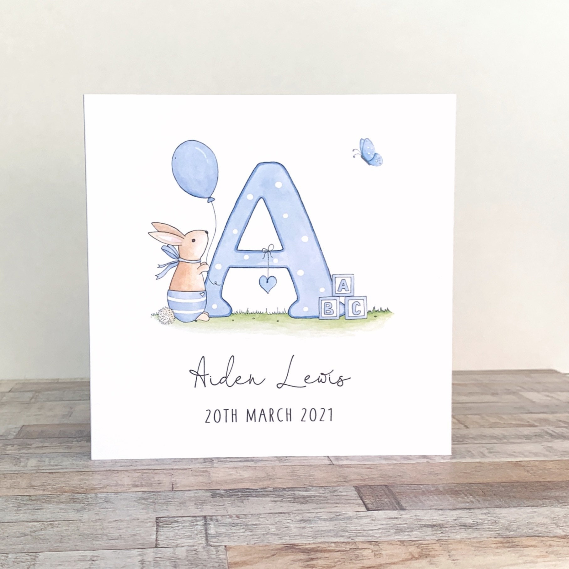 Personalised Baby Boy Card New Baby Boy Card Alphabet - Etsy