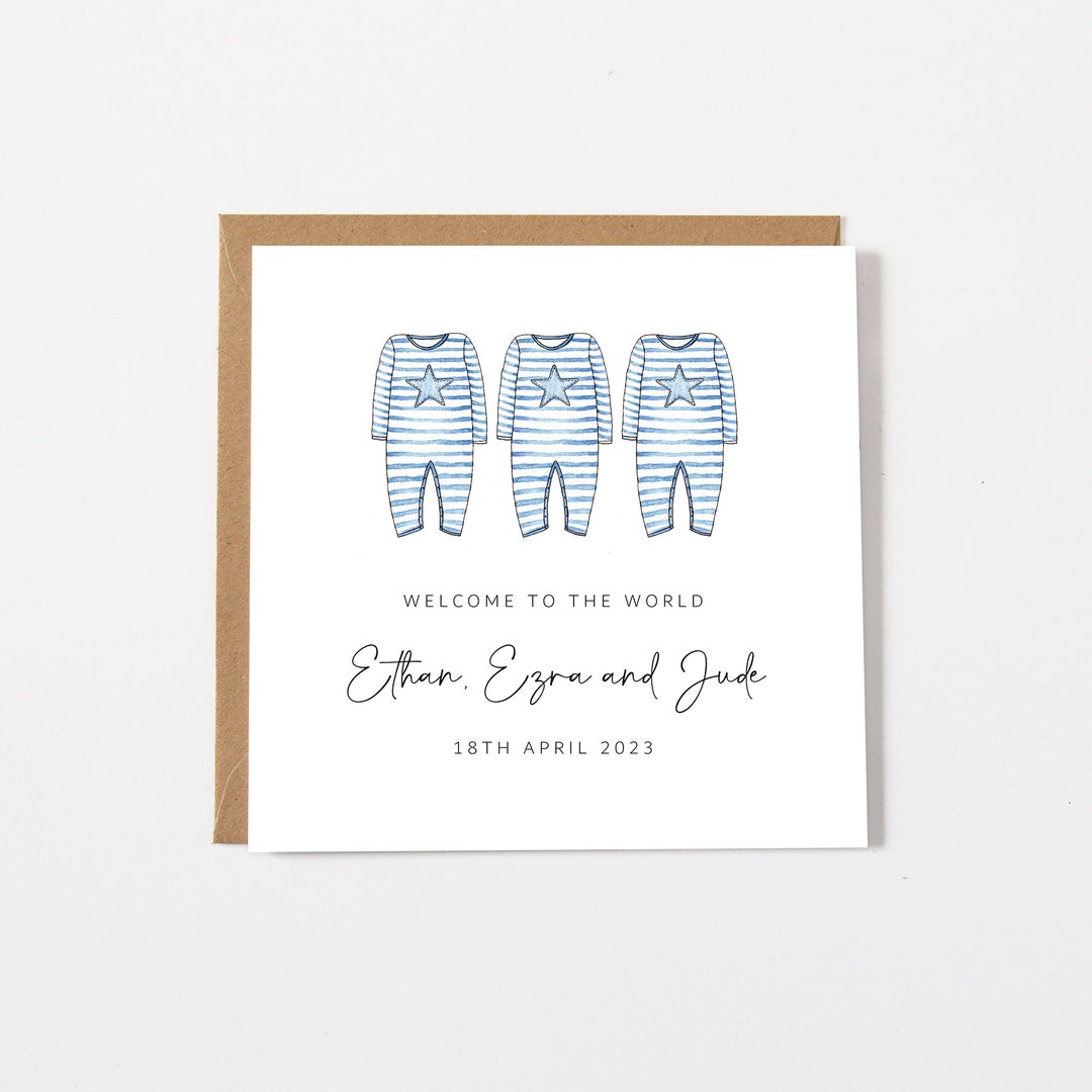 Personalised New Baby Triplets Card Personalised Baby Triplets Cards ...