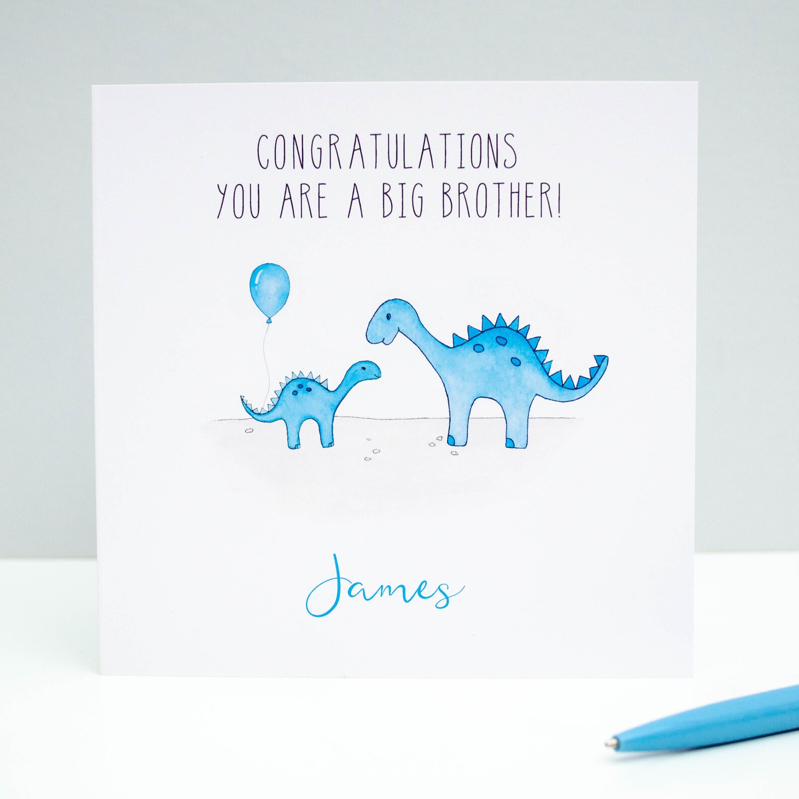Personalised New Big Brother Card: Dinosaur Design for Welcoming A ...