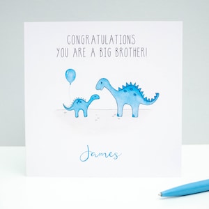 Personalised New Big Brother Card: Dinosaur Design for Welcoming A ...
