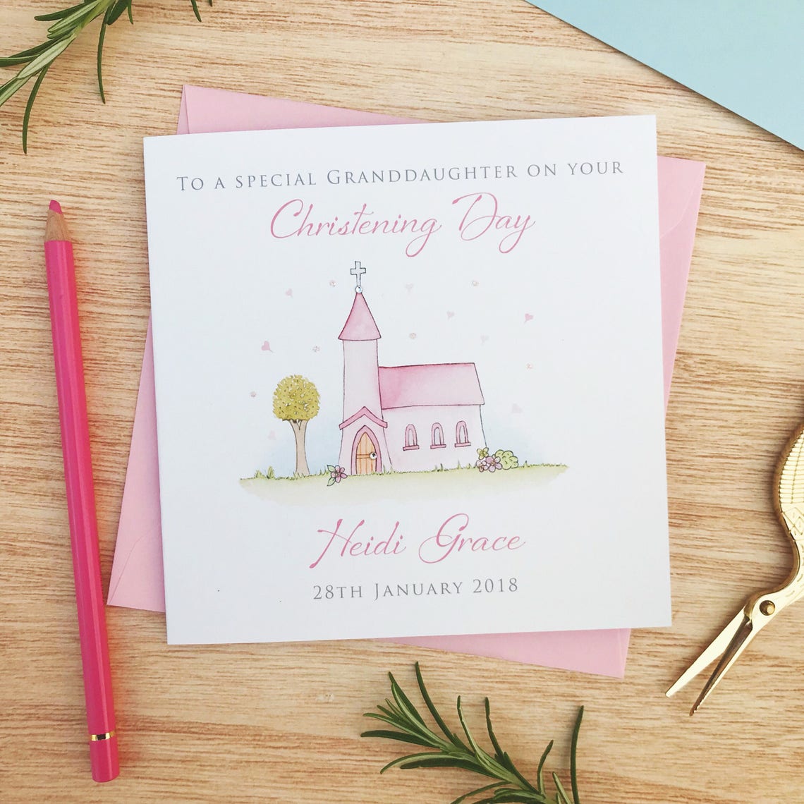 Personalised Handmade Christening Card Goddaughter - Etsy UK
