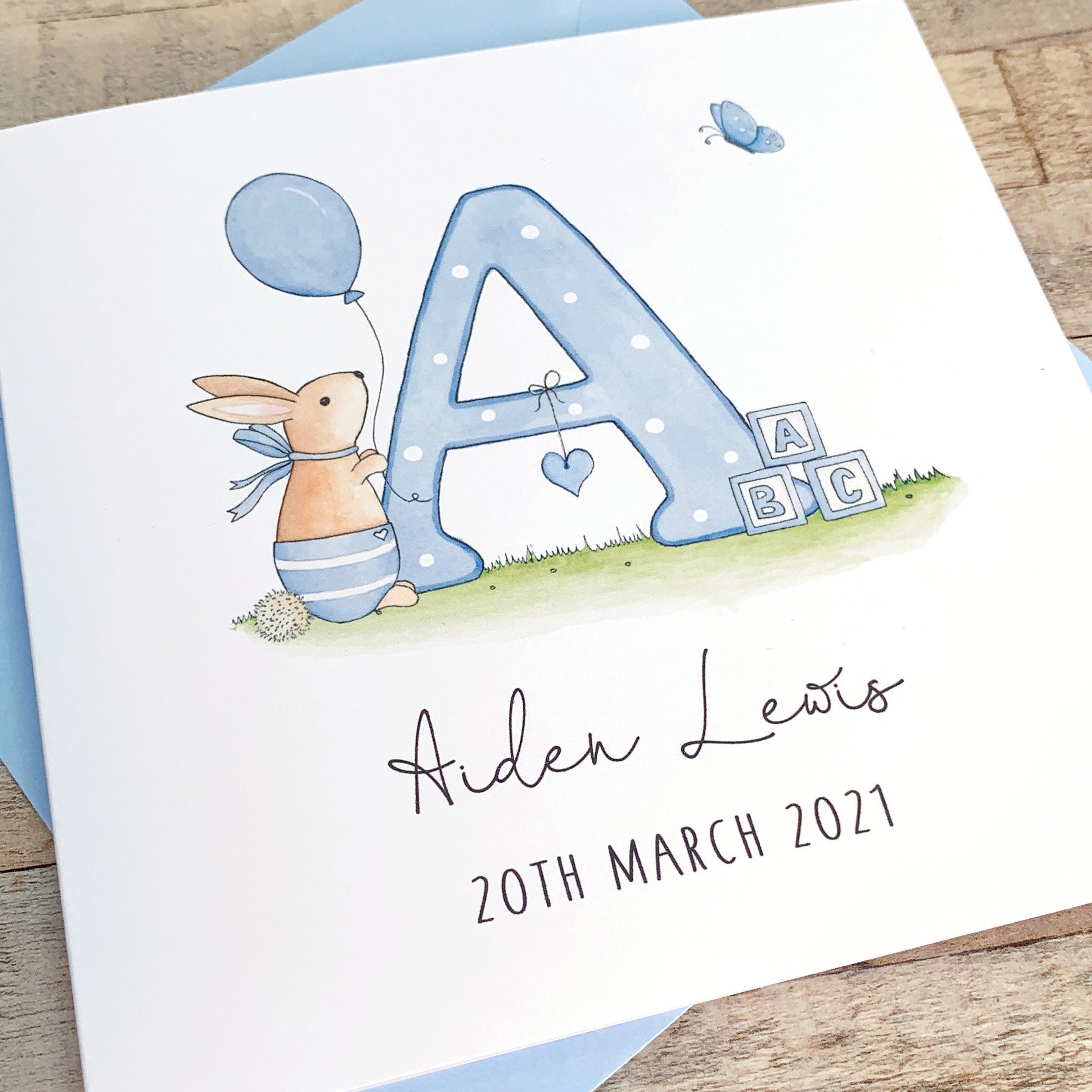 Personalised Baby Boy Card New Baby Boy Card Alphabet - Etsy
