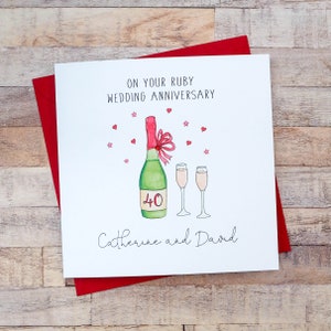 Personalised Ruby Wedding Anniversary Card Ruby Anniversary | Etsy UK