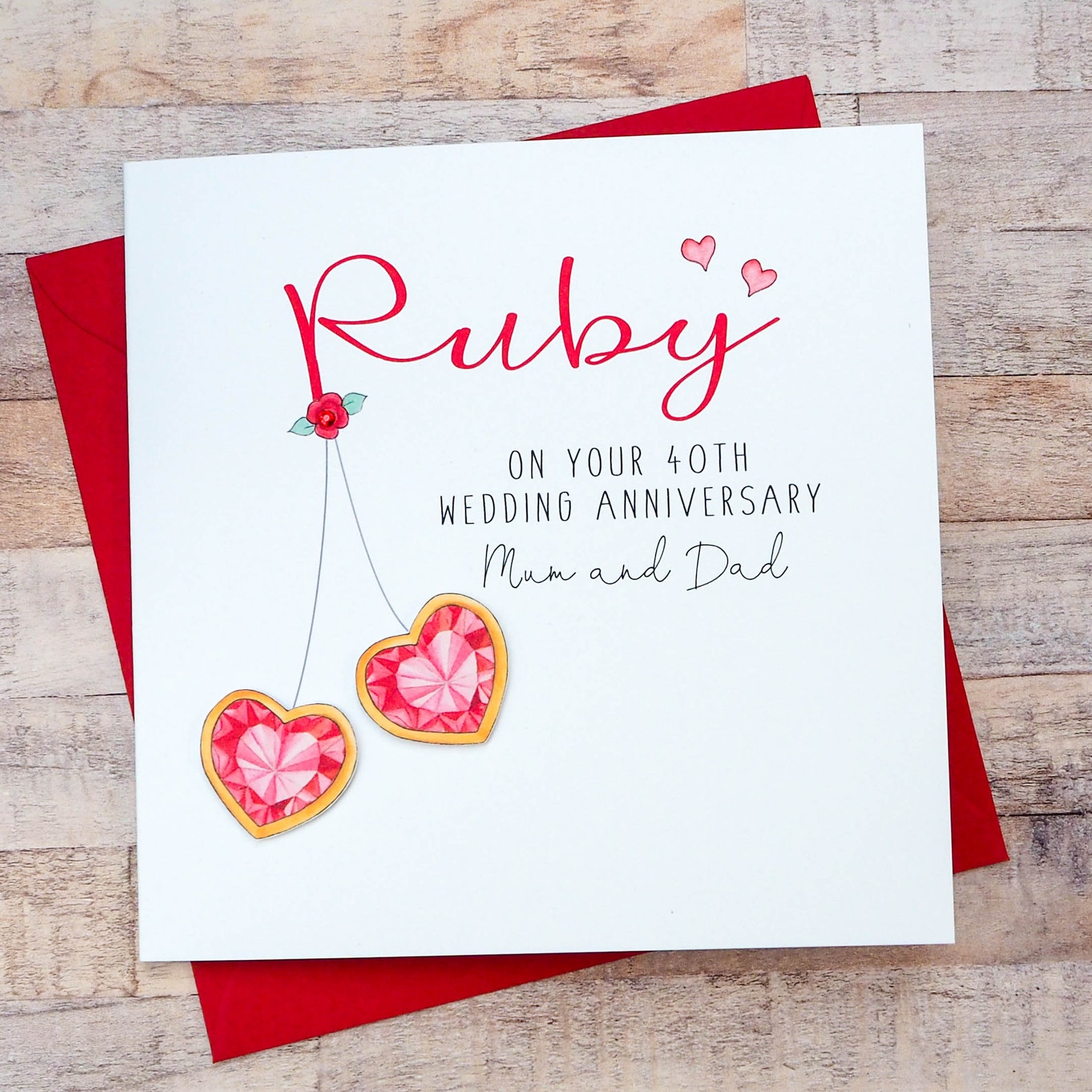 Personalised Ruby Anniversary Cards Handmade Personalised - Etsy UK