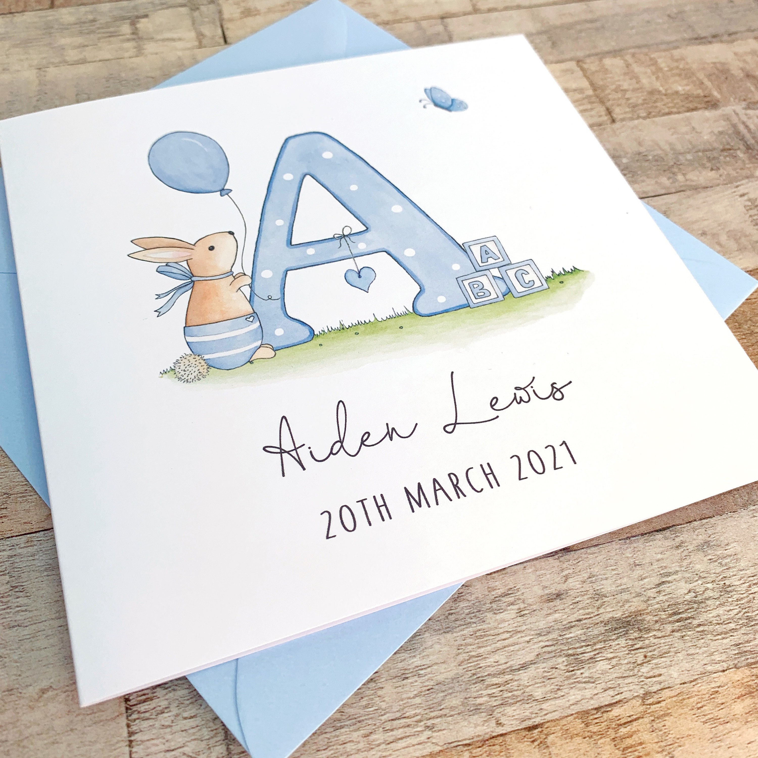 Personalised Baby Boy Card New Baby Boy Card Alphabet - Etsy